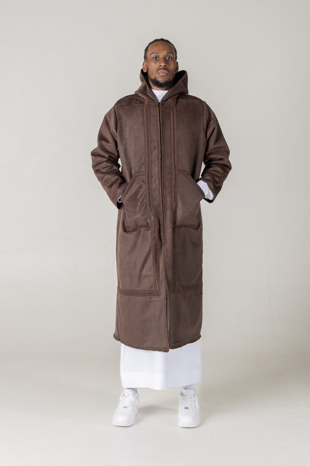 Hooded Mid Farwa – Brown - alqamees