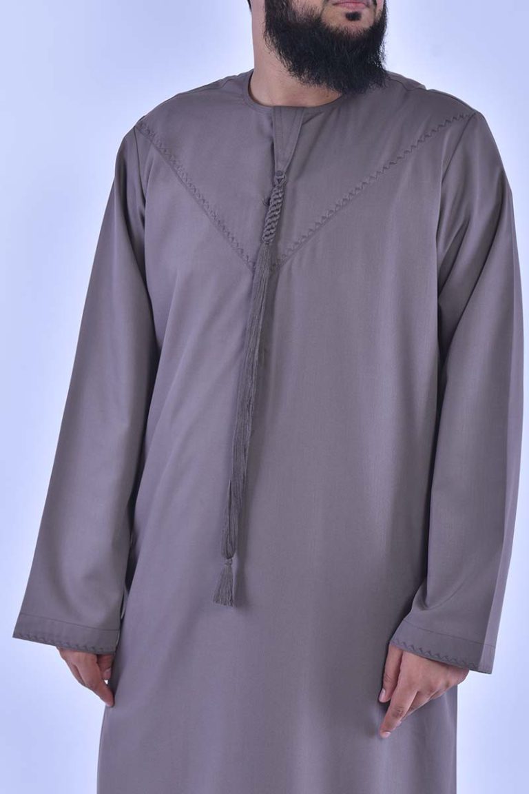 Pastel Brown Kandura - Emirati Jubba - alqamees